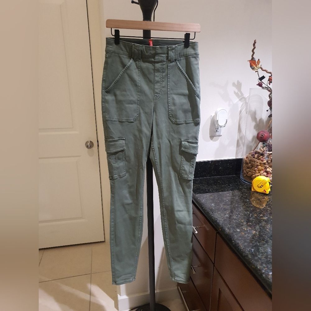 Spanx - Stretch Twill Cargo Pants Olive Leggings L Ta… - Gem